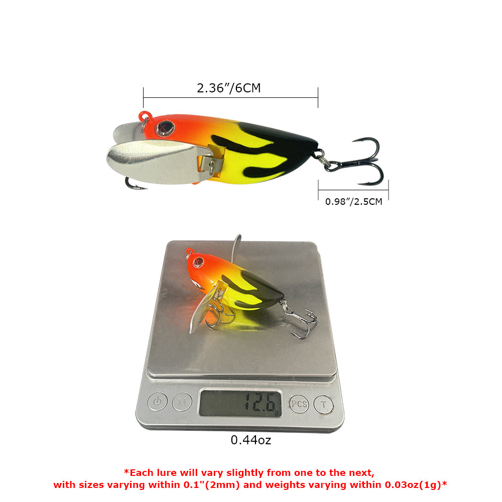 2.36"/0.44oz(6cm/12.5g) Topwater Hard Bait Wobbler Bee Popper Fishing ...
