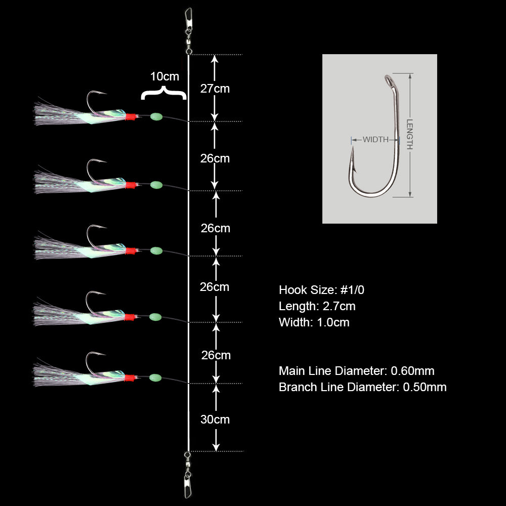 HERCULES SABIKI Lures Bait Feathers Rig Pollack Cod Freshwater Saltwat ...