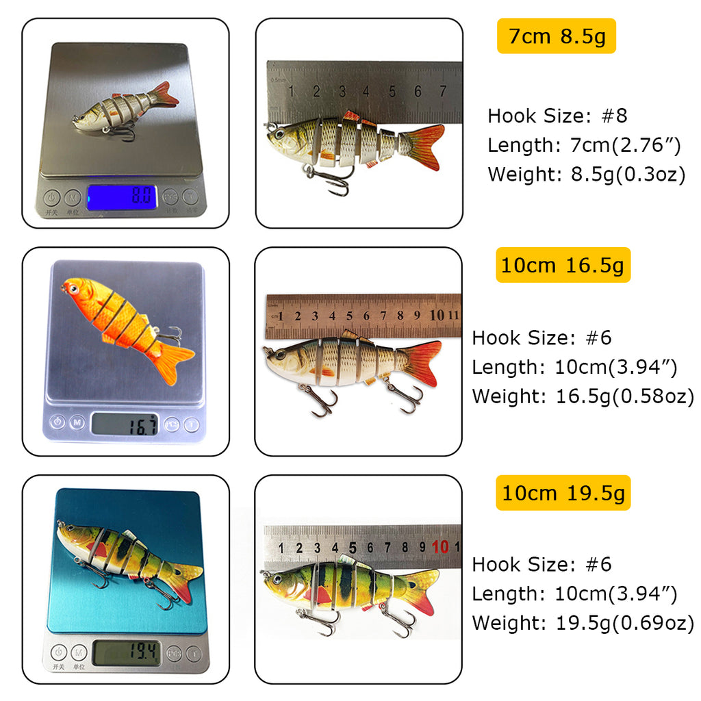 HERCULES Multi Jointed Swimbaits Fishing Lures 6-Jointed Baits ...