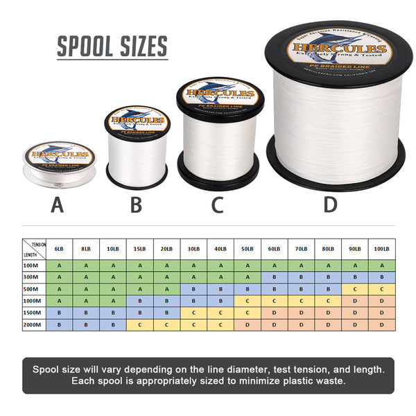 2000M 2187Yds White 6lb-100lb HERCULES PE Braided Fishing Line 4 Stran ...